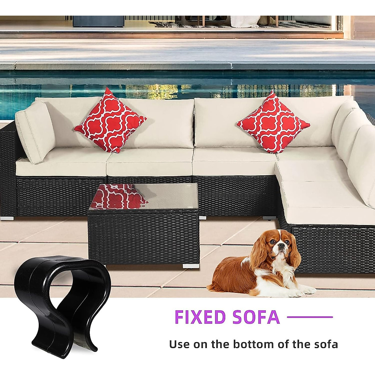 SUQ I OME Pack of 6 Outdoor Patio Garden Wicker Rattan Furniture Aligment Sofa Rattan Chair Fastners Clip Sectional Connector - Non Slip (2.13 inches,Medium)