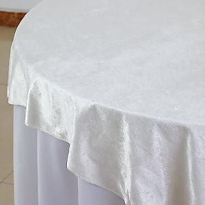 Tableclothsfactory 72"x 72" Ivory Premium Velvet Square Table Overlay Square Tablecloth Cover for Wedding Party Event Banquet
