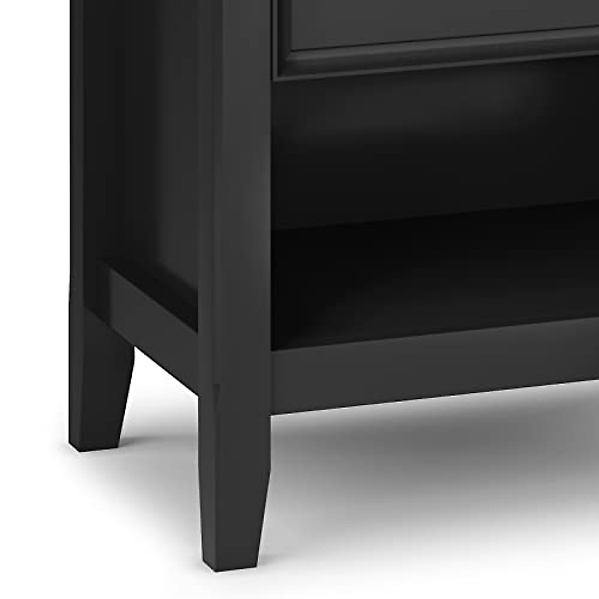 SIMPLIHOME Amherst SOLID WOOD 24 Inch Wide Traditional Bedside Nightstand Table in Black, For the Living Room and Bedroom