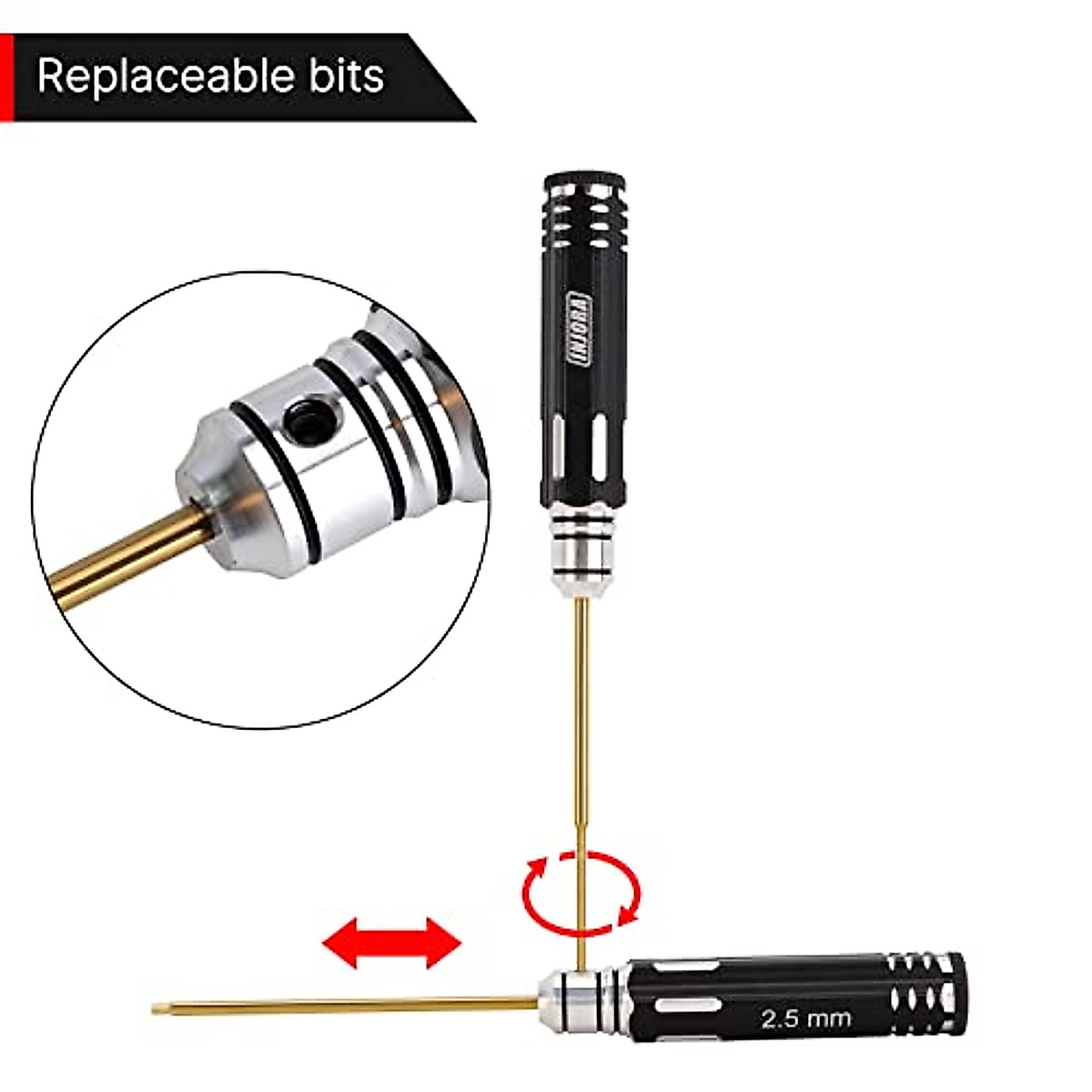 INJORA Hex Screwdrivers Nut Driver Wrench HSS RC Tools Kit for TRX4M SCX24 FCX24 1/18 1/24 RC Mini Crawler Car, 7PCS