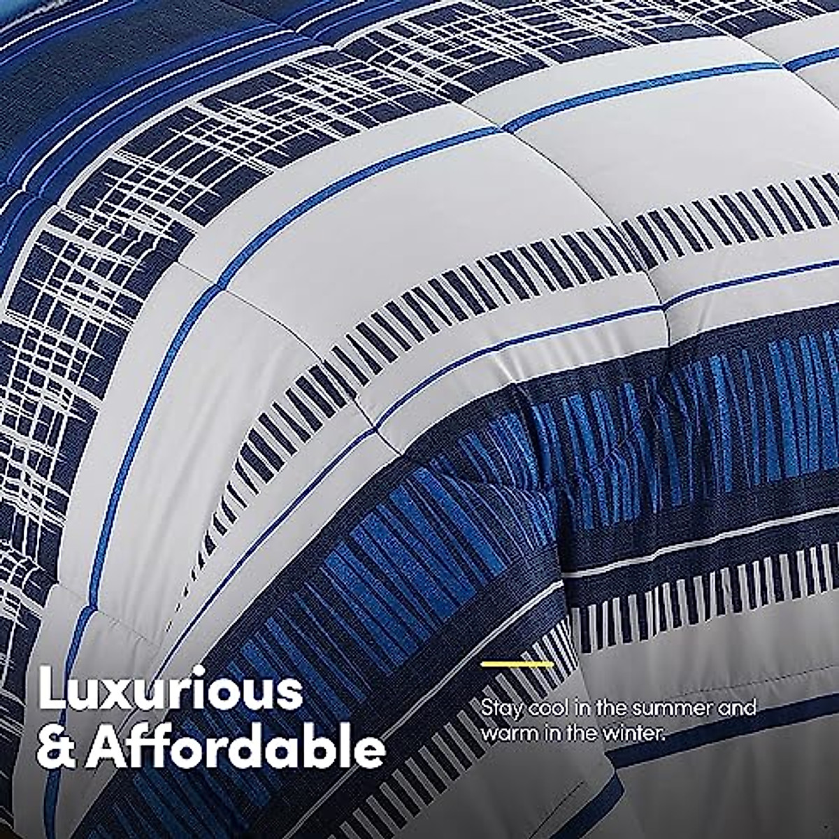 Sweet Home Collection 7 Piece Comforter Set Bag Solid Color All Season Soft Down Alternative Blanket & Luxurious Microfiber Bed Sheets, Mediterranean, King