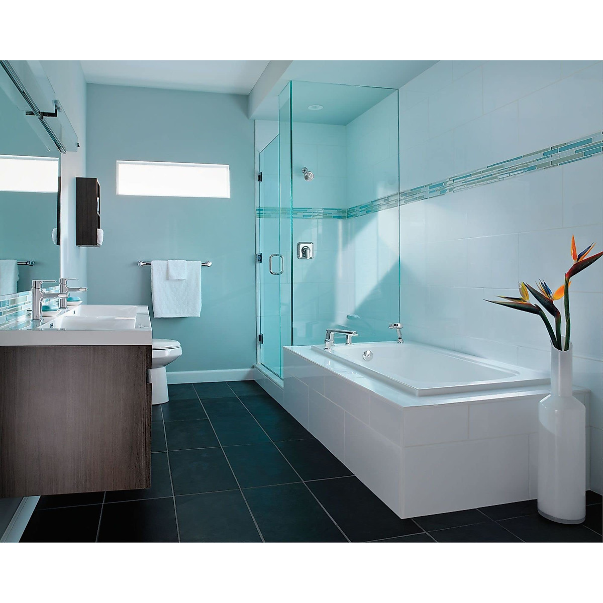 Moen Rizon Chrome One-Handle Modern Bathroom Faucet with Drain Assembly, 6900