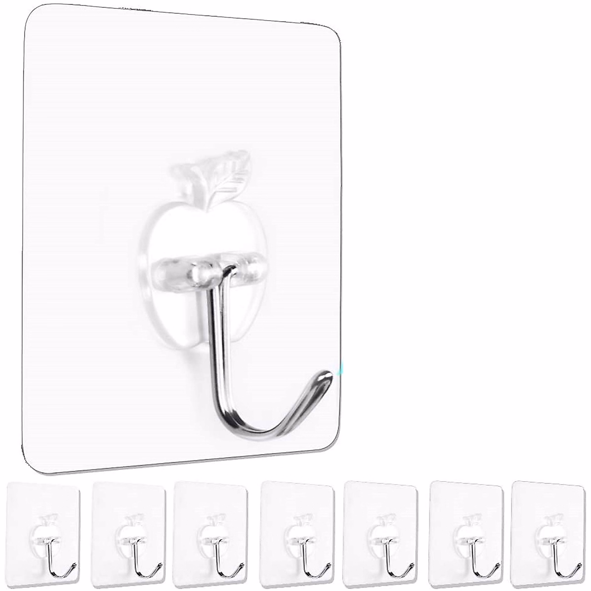 KK5 Wall Hooks 13.2lb(Max) Utility Stainless Steel Hook for Towel Bathrobe Coats Bathroom Kitchen Transparent Heavy Duty Hooks for Hanging & Ceiling Hanger