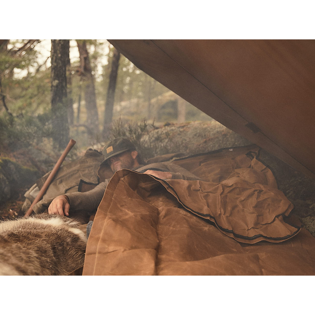 1844 Helko Werk Handmade Waxed Canvas Cowboy Bedroll - Camping Bed Roll with Leather Straps and Zipper - Waterproof Waxed Canvas Portable Bed Outdoor Camping (Bedroll Field Tan) #F8761FT