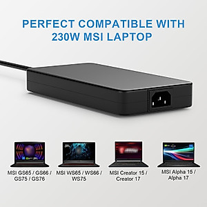 230W 19.5V MSI Laptop Charger for MSI Stealth GS66 GS65 GS76 GS75 WS65 WS66 WS75 WS76 A12-230P1A A17-230P1A 230W MSI Laptop Power Adapter Supply