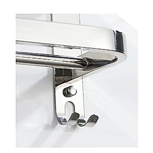 WKZZTCGD Brushed Nickel Towel Racks for Bathroom,304 Stainless Steel with Towel Hooks,Wall Mounted Shelf Double Towel Bar Holder
