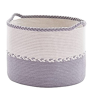 XXXL Large Cotton Rope Basket, 22"x22"x16" Woven Storage Basket with Handle, Blanket Basket Living Room Laundry Basket Hamper Baby Dog Toy Storage Comforter Cushions Thread Baskets for Organizing