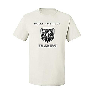 Dodge Ram Logo Retro Built to Serve USA Cars and Trucks Men's Graphic T-Shirt, White, Large