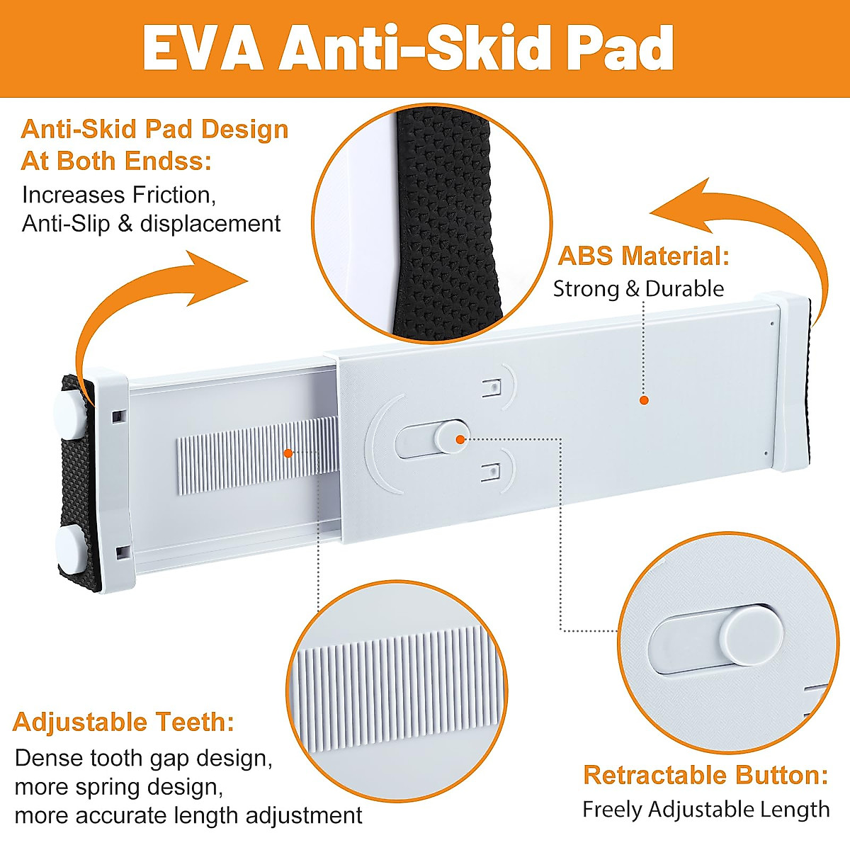 Dntorx 5 Pack Drawer Dividers ABS 3.5" High, 11.7''-17.9'' Adjustable Drawer Dividers Organizers for Clothes Organizers Expandable Separators Dresser Organizer for Clothes Kitchen Utensils Dresser