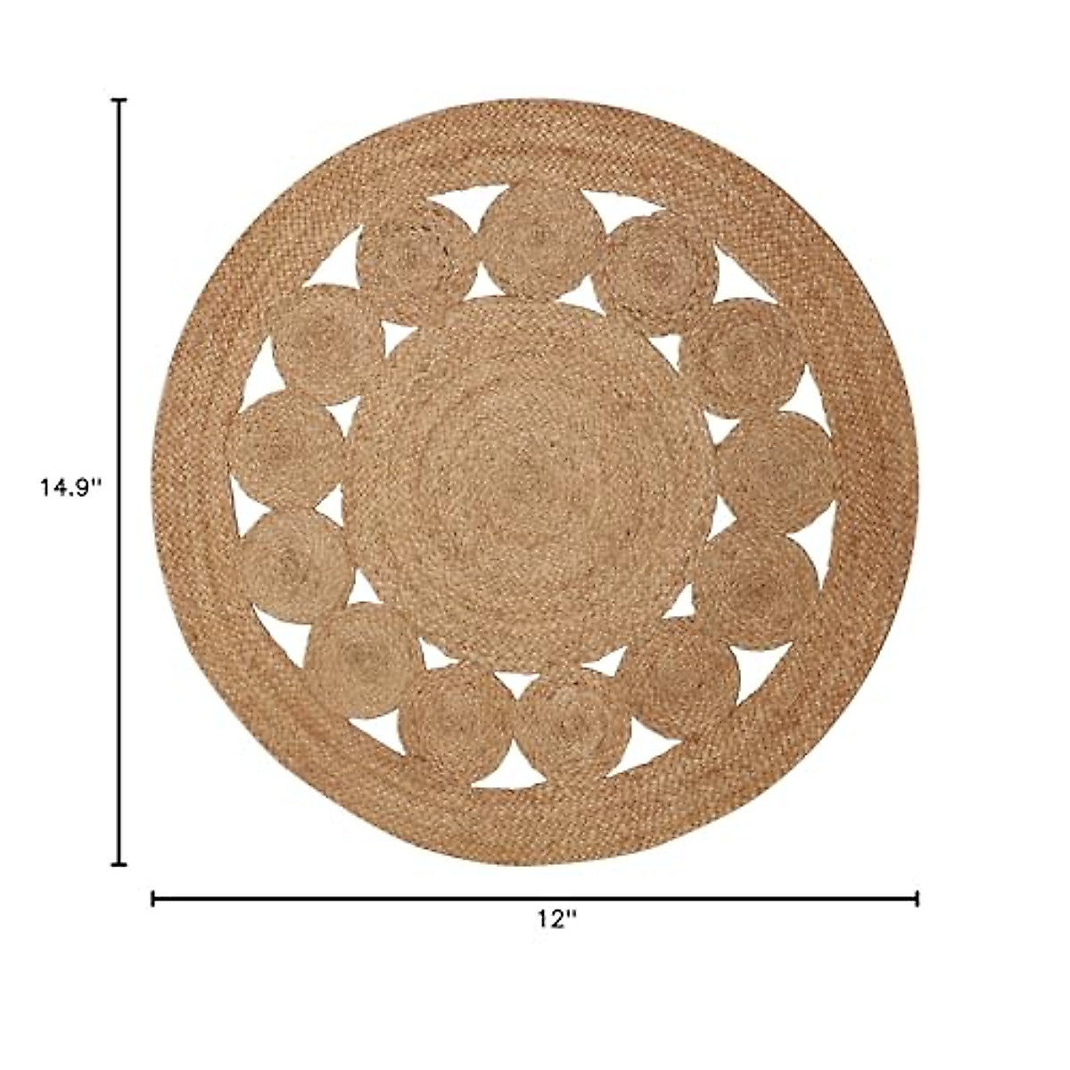 Tepo Round Jute Rug 3 ft, Braided Area Rug for Kitchen, Living Room and Bedroom, 100% Natural Rustic Hand Woven Rug, Round Woven Rug