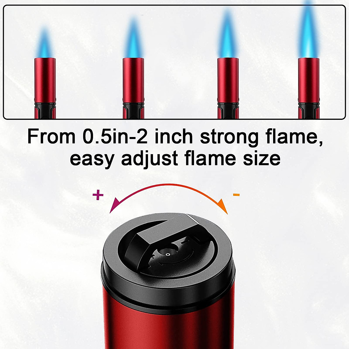 JETPRO Multipurpose Windproof Pen Lighter Butane Refillable Gas Torch Lighter Adjustable Jet Flame for Grill Candle Camping (Butane Gas Not Included) (Red)