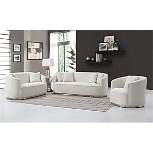 Acme Furniture Odette Upholstered Chenille Loveseat with 2 Pillows in Beige