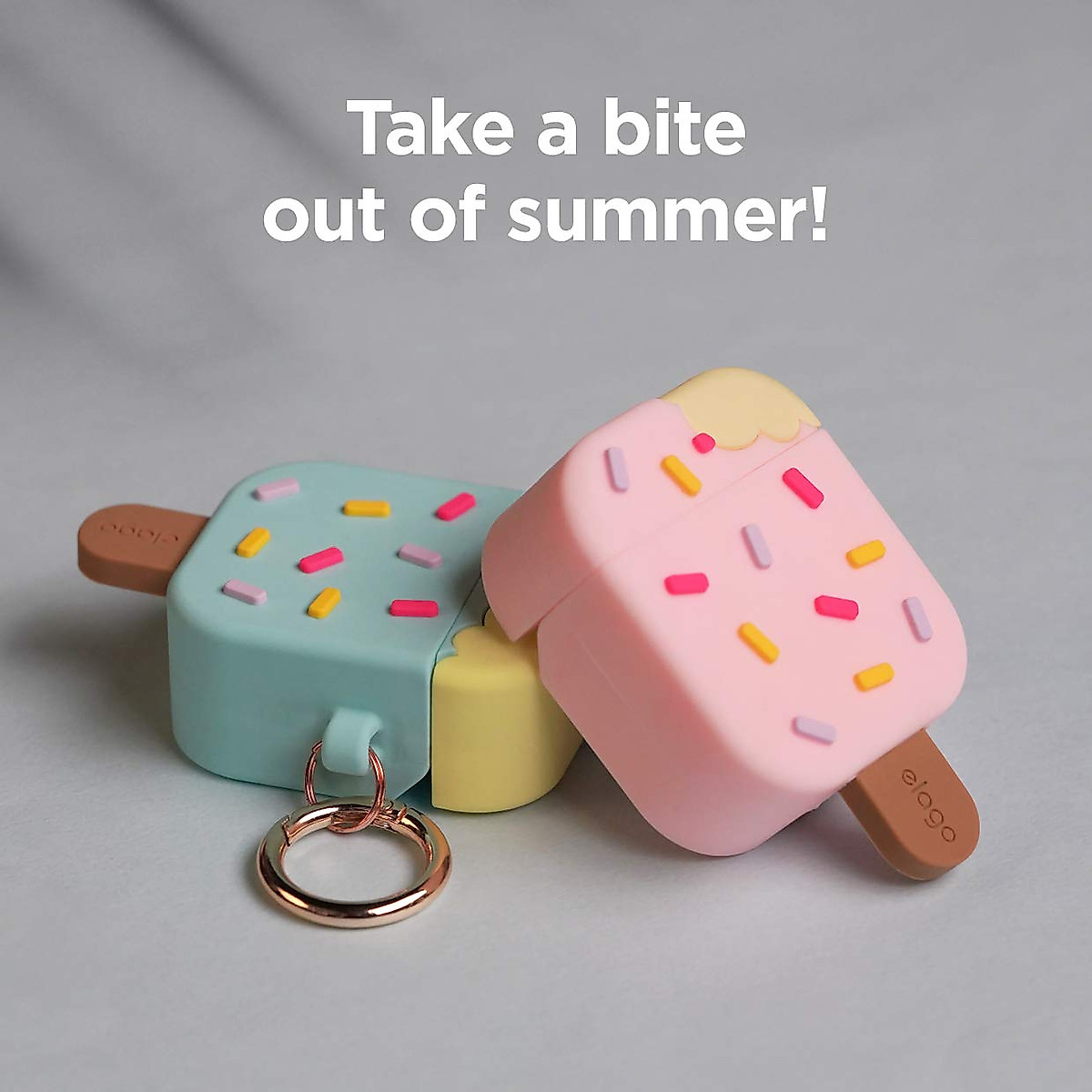 elago Ice Cream AirPods Case with Keychain Designed for Apple AirPods 1 & 2, Shockproof Protective Skin, Cute Accessories for Girls, Kids, Boys [US Patent Registered] (Mint)