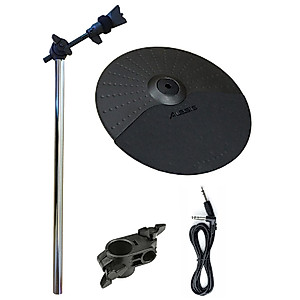 Alesis Turbo/Nitro Express/Nitro Pro 10 Inch Cymbal with 25 Inch Cymbal Arm/Clamp and Silverline Audio 10ft Connection Cable Bundle - Compatible with Surge, Command, Crimson, Strike