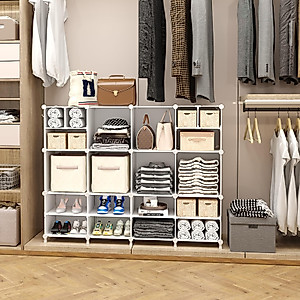 AWTATOS Cube Storage Organizer Closet Storage 12 Cube Shelves, Large and Small Cubes, DIY Portable Closet Clothes Storage Shelfs for Home, Bedroom, White