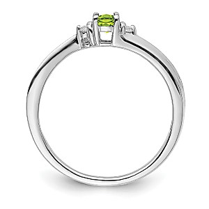 IceCarats 925 Sterling Silver Green Peridot Diamond Ring Gemstone Band August Birthstone Jewelry Size 8.00