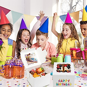 Moretoes 15pcs Bakery Boxes, 6x6x5in Small Cake Boxes Cookie Boxes with Window, White Cupcake Boxes Treat Boxes for Dessert Pastries