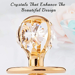 Matashi 24K Gold Plated Baby Pacifier Ornament with Crystals Baby's First Christmas Holiday Ornament and Hanging Pendant - Great Gift for Baby Shower, New Born Baby Gift