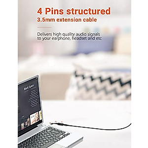 WILLIZTER 3 Pack 3.5mm Headphone Extension Cable TRRS AUX 4 Pole Extender Stereo Adapter Convertor Laptop Headset Phone 3.88 inch