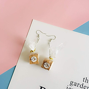 Mountainer Creative Handmade Mini Simulation Food Toast Dangle Earrings for Women Cute Bread Drop Earrings Funny Jewelry Gift