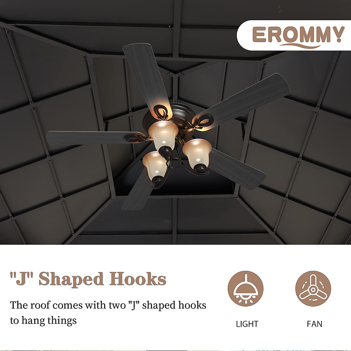 EROMMY 10'x12' Hardtop Gazebo, Galvanized Steel Double Roof with Anti-Rust Coating Frame, Waterproof Canopy with Curtains and Netting for Patios, Gardens, Lawns, and Backyard