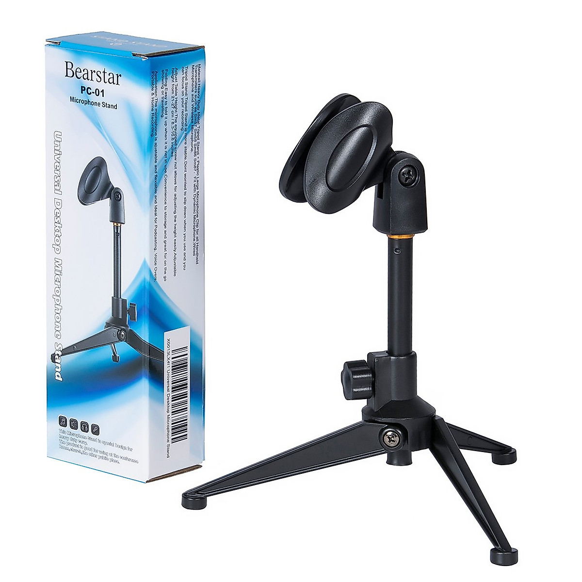 Bearstar Universal Desktop Microphone Stand Adjustable MIC Tabletop Stand with Microphone Clip Such as Sm57 Sm58 Sm86 Sm87
