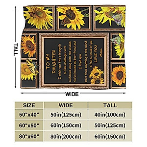 Golden Sunflower Frame Letter to Daughter Throw Blanket Gifts for Daughters from Mothers Daughter Birthday Gifts Blanket Daughter Blanket