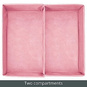 mDesign Fabric Drawer Organizer Bin Dividers for Kids/Baby Nursery Dresser, Closet, Organization - Bins Hold Clothes, Diapers, Cream, Toy, Blankets - Pink Herringbone