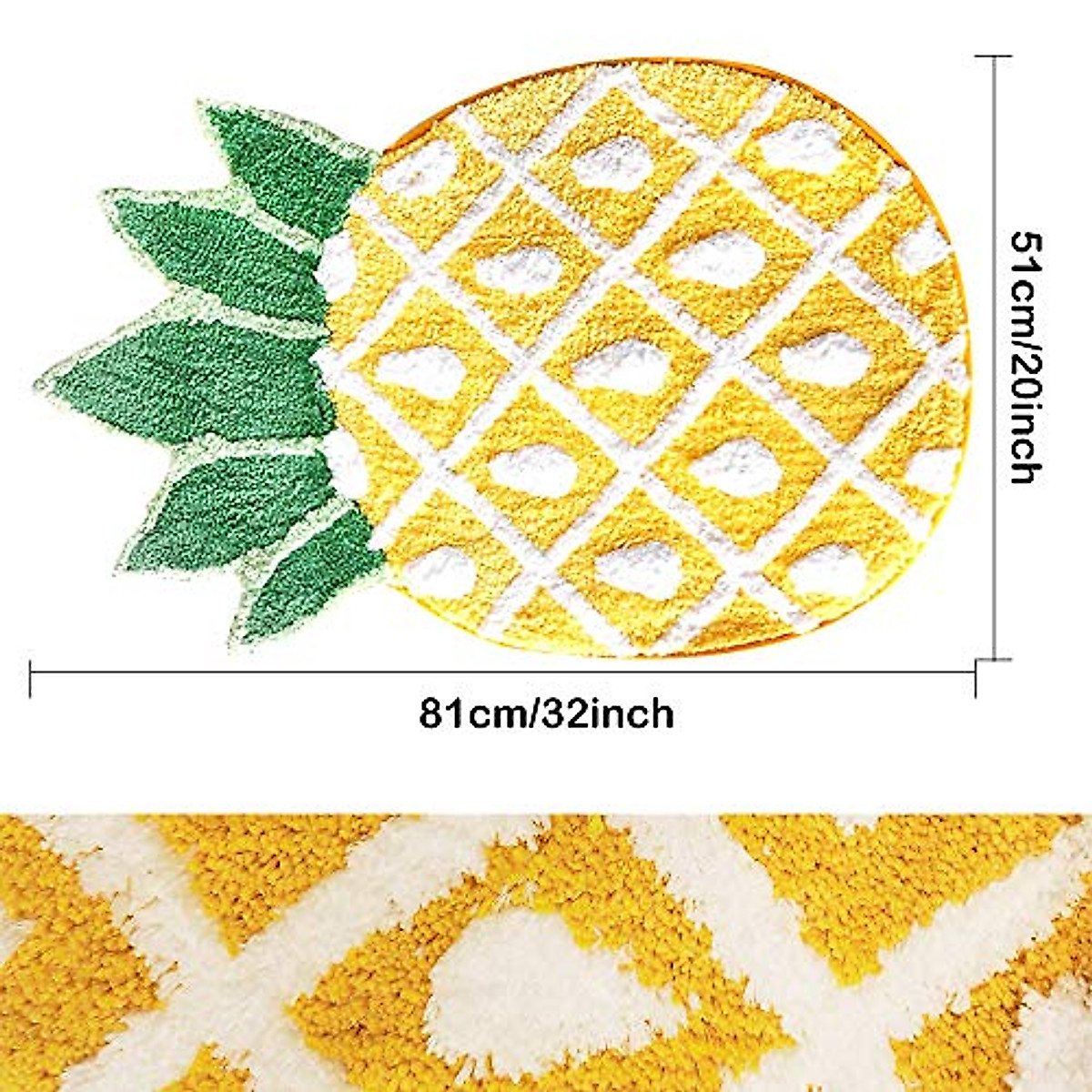 Pineapple Door Mat, Non-Slip Area Rug Cartoon Pineapple Welcome Rug for Home Decor Living Room Bedroom Bathroom Fruit Indoor Mat Machine Washable Carpet, 32 x 20 inch