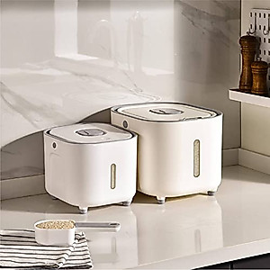 HOMHOLDON 22 Lbs Rice Dispenser,Large Sealed Grain Storage Container with Measuring Cup Food Dispenser Kitchen Organizer for Rice,Beans,Grains,Cereal Dry Food,Pet Food(Large)