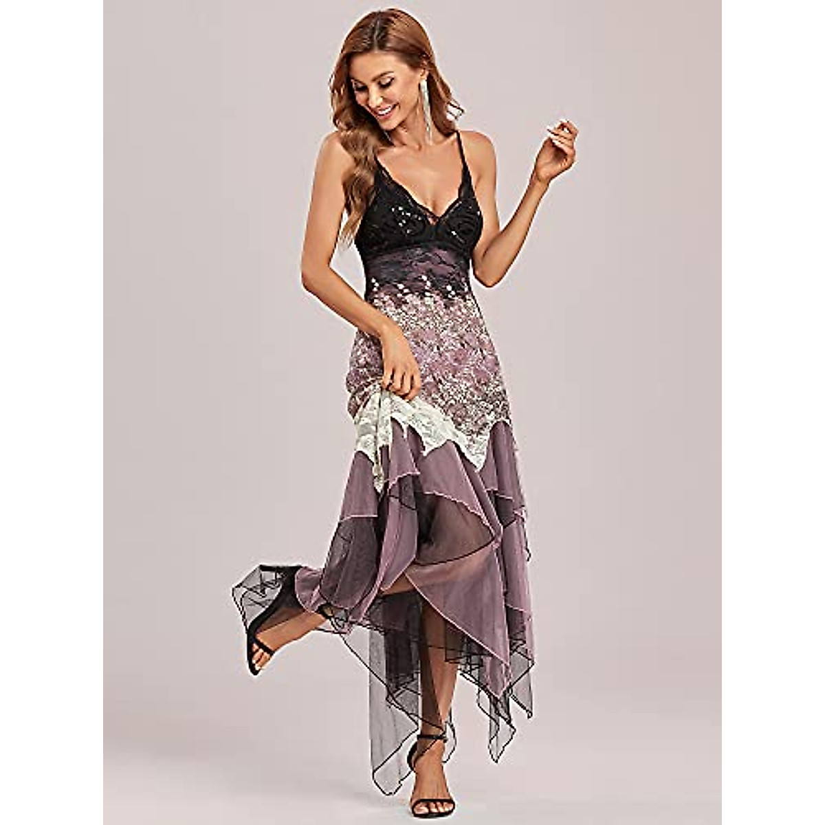 Ever-Pretty Women's V-Neck Sexy Party Dress Wedding Guest Dresses for Women Summer Dress Orchid US10