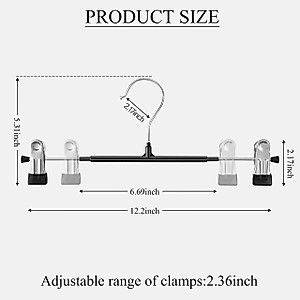 Bumodel 20 Pack 12Inch Heavy Duty Pants Skirt Hangers with Clips,Metal Trousers Hanger for Jeans Black Non Slip Women Shorts Hangers Saving Space Clothing Hanger for Adult,Men,Children,Kid,Baby