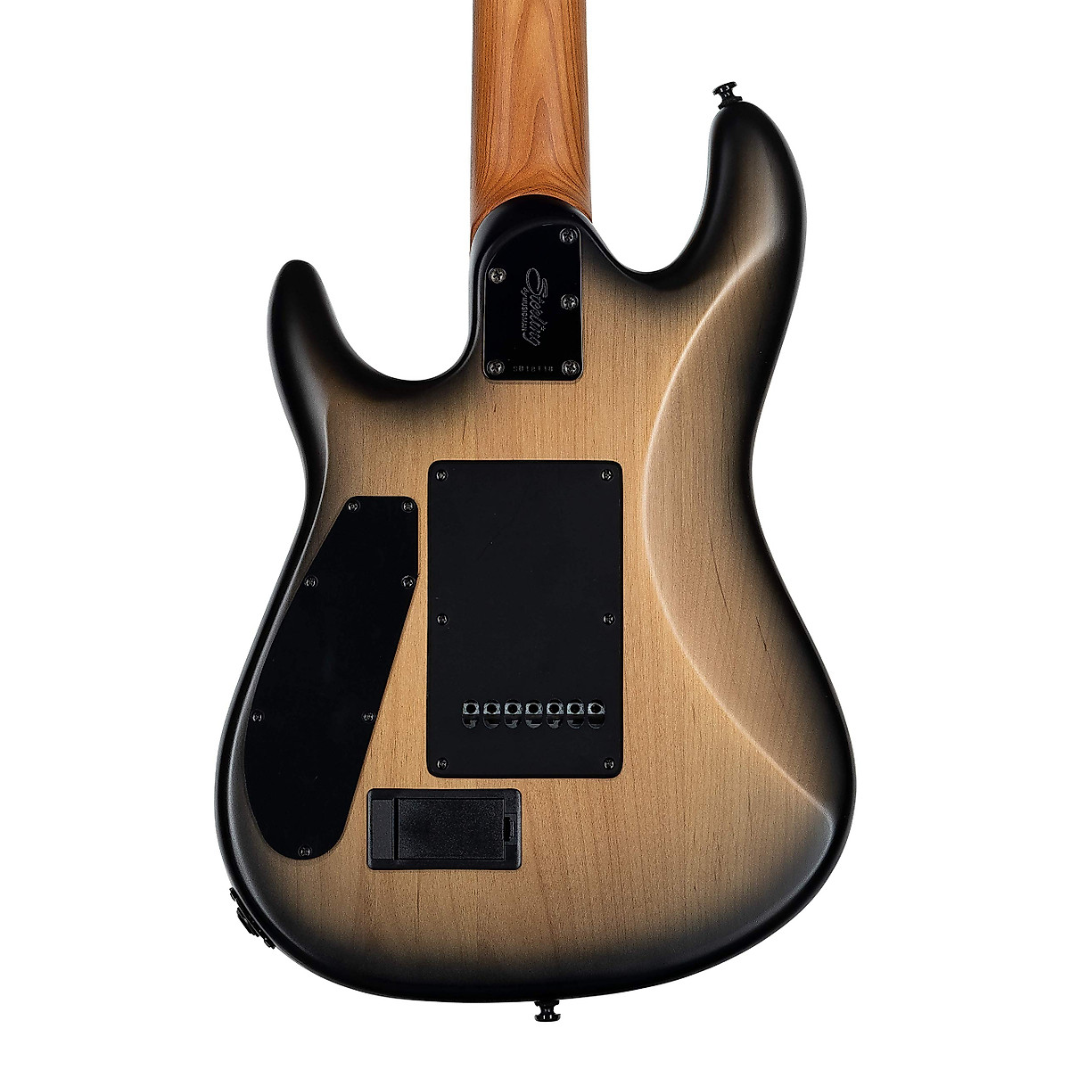 Sterling by Music Man 7 String Solid-Body Electric Guitar, Right, Natural Poplar Burst (RICHARDSON7-NPB)
