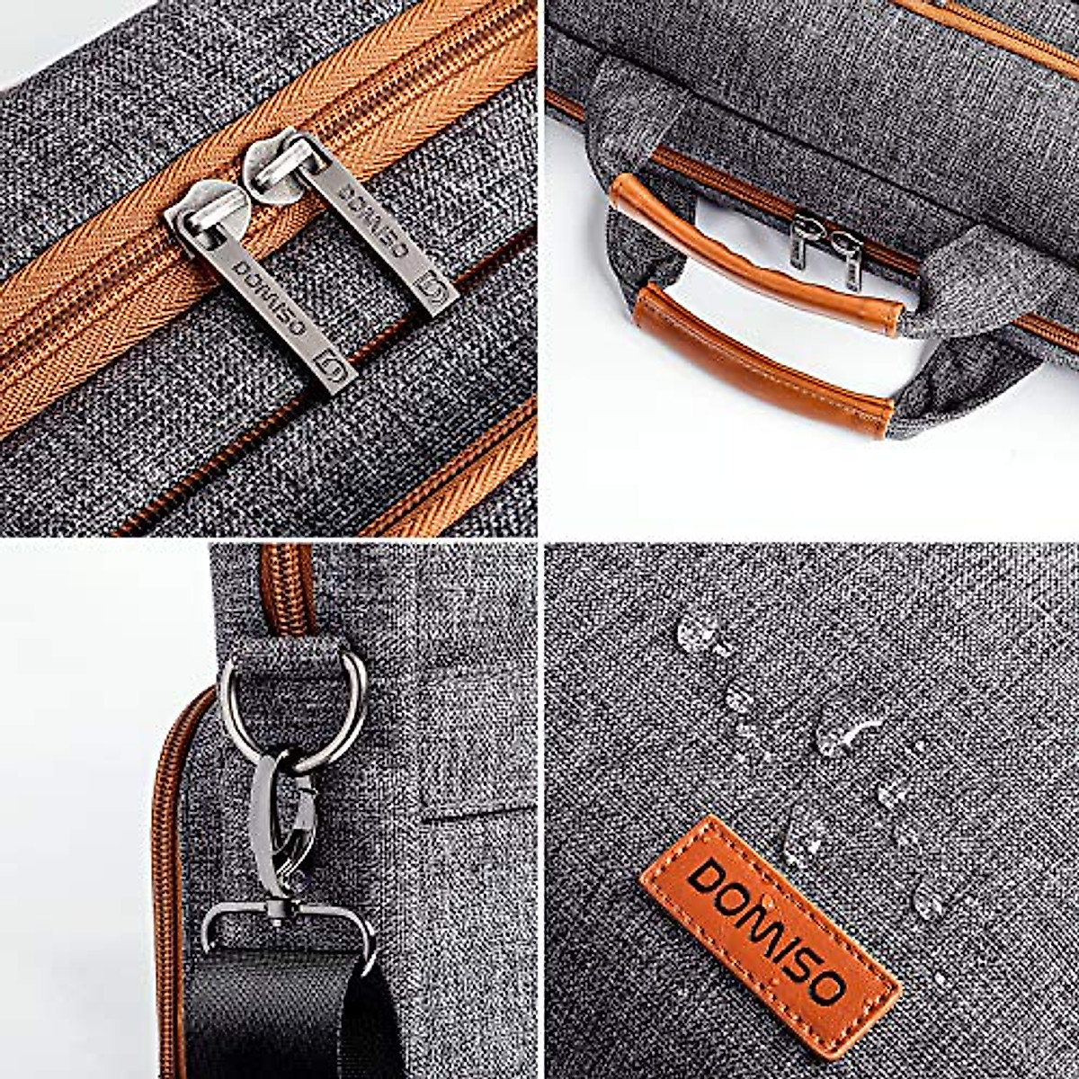 DOMISO 13.3 Inch Multi-Functional Laptop Sleeve Business Briefcase Waterproof Messenger Shoulder Bag for 13"-13.3" Laptops/MacBook Pro Retina/Dell XPS 13 / Surface Book/ASUS/Acer, Dark Grey