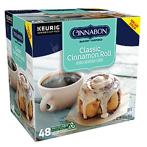 Cinnabon Classic Cinnamon Roll Keurig Single-Serve K-Cup Pods, Light Roast Coffee, 48 Count