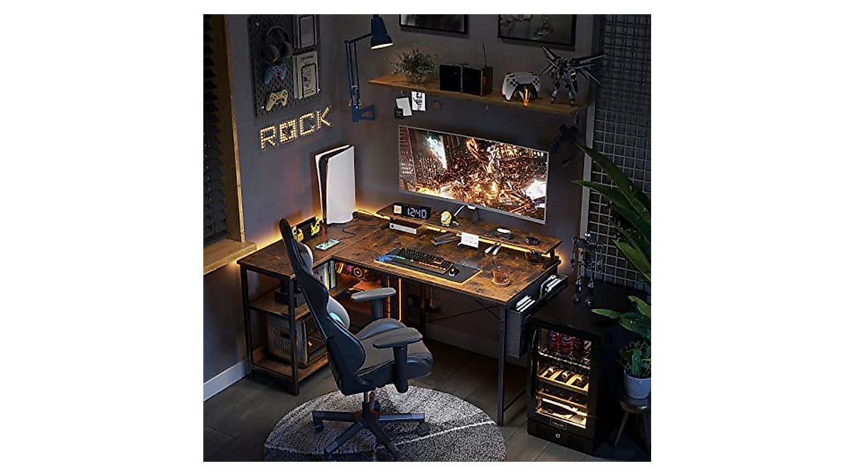 ODK 48 Inch L-Shaped Computer Desk with USB Ports