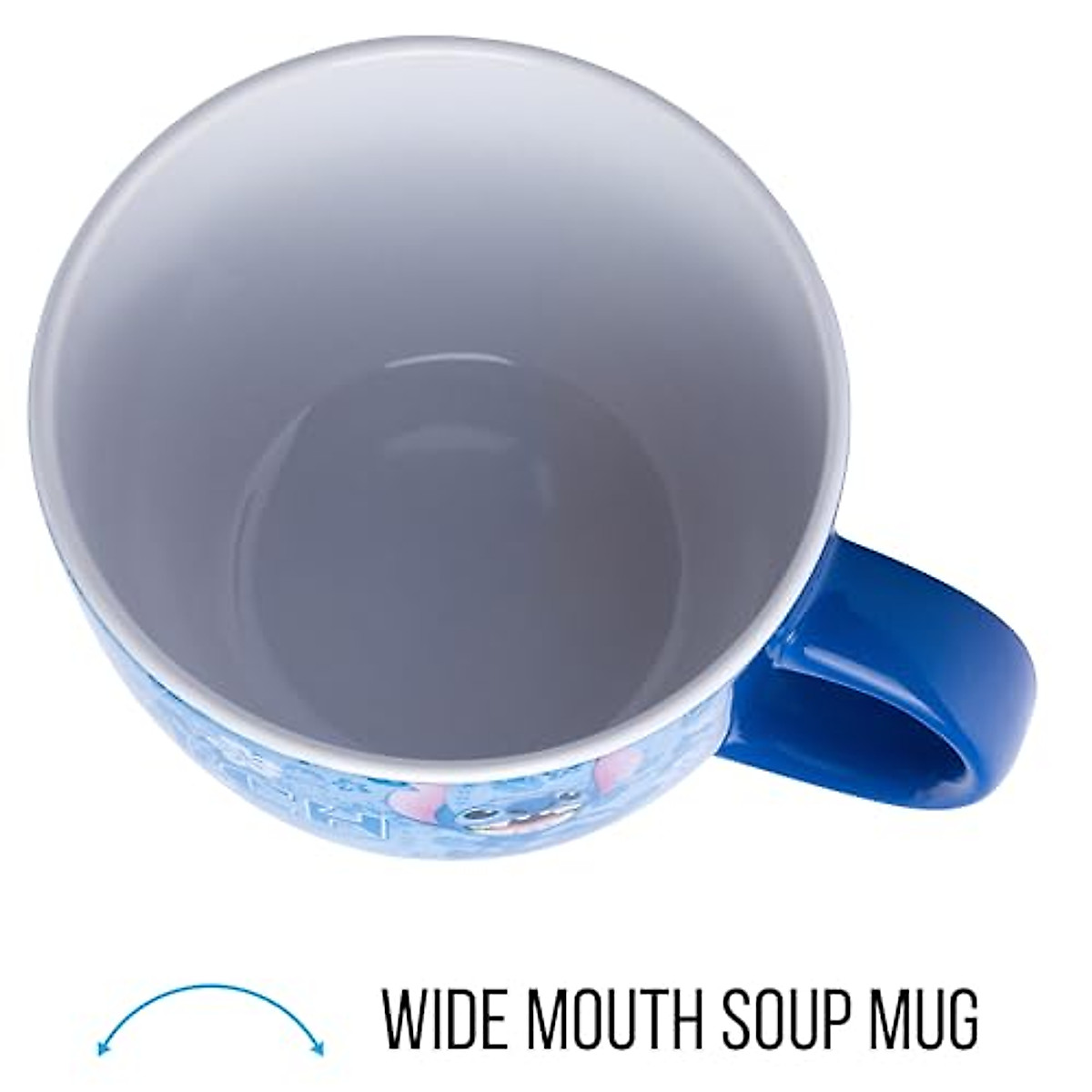 Silver Buffalo Lilo and Stitch Wavy Style Ceramic Soup Mug, 24-Ounces