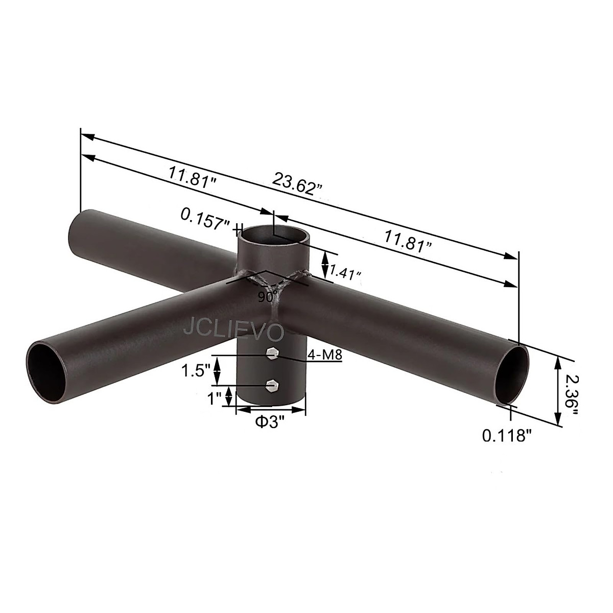 Tenon Adapter with 3 Horizontal at 90 Degree Tenons,Bronze Spoke Bracket for 3 Lights