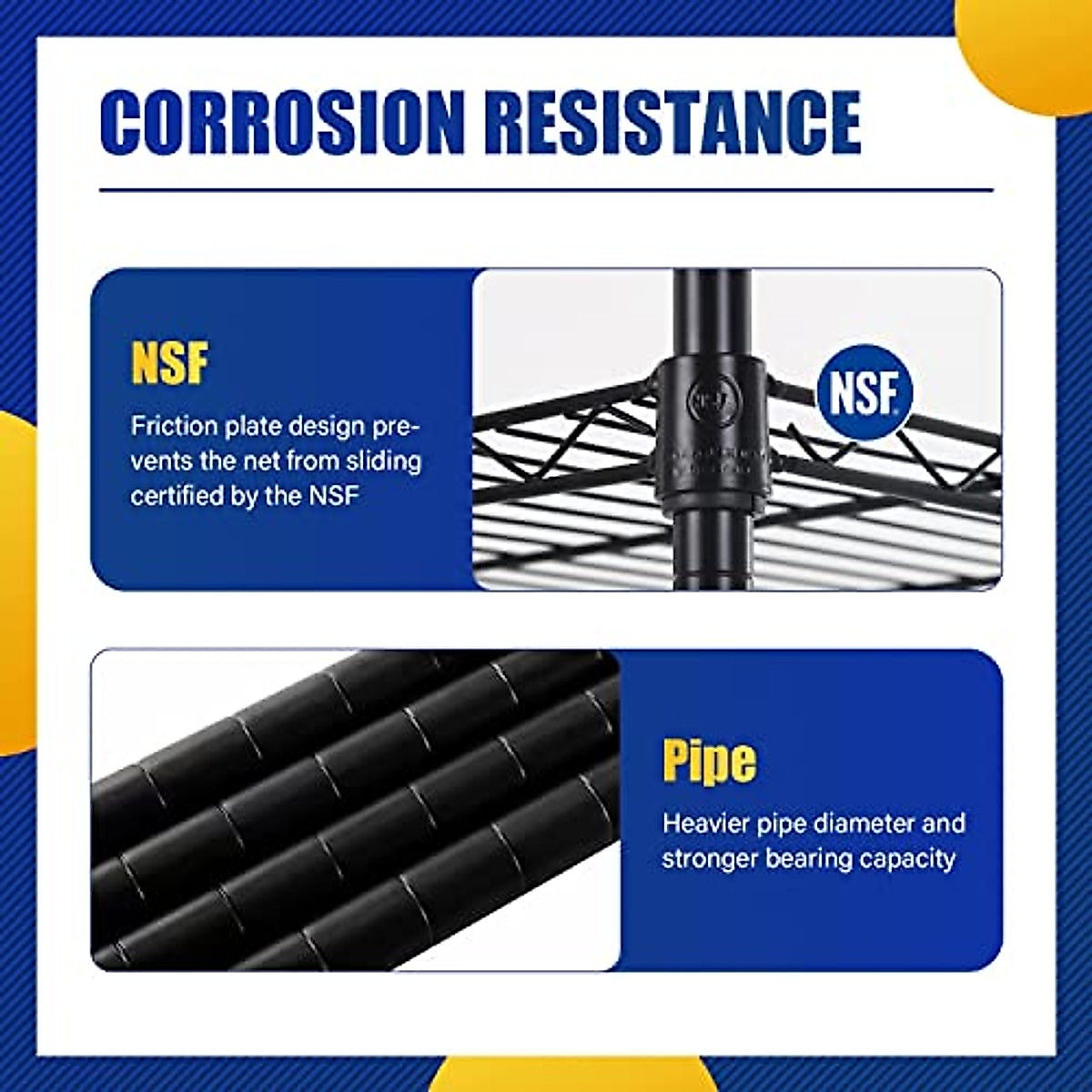 Heavy Duty 5/6 Tier Wire Shelving Unit Adjustable Storage Rack on Wheels 6000 Lbs Weight Capacity Metal Shelves Space Saving Wire Shelf (Black, 600 Lbs (11.8" D x 16.7" W x 63.6" H))