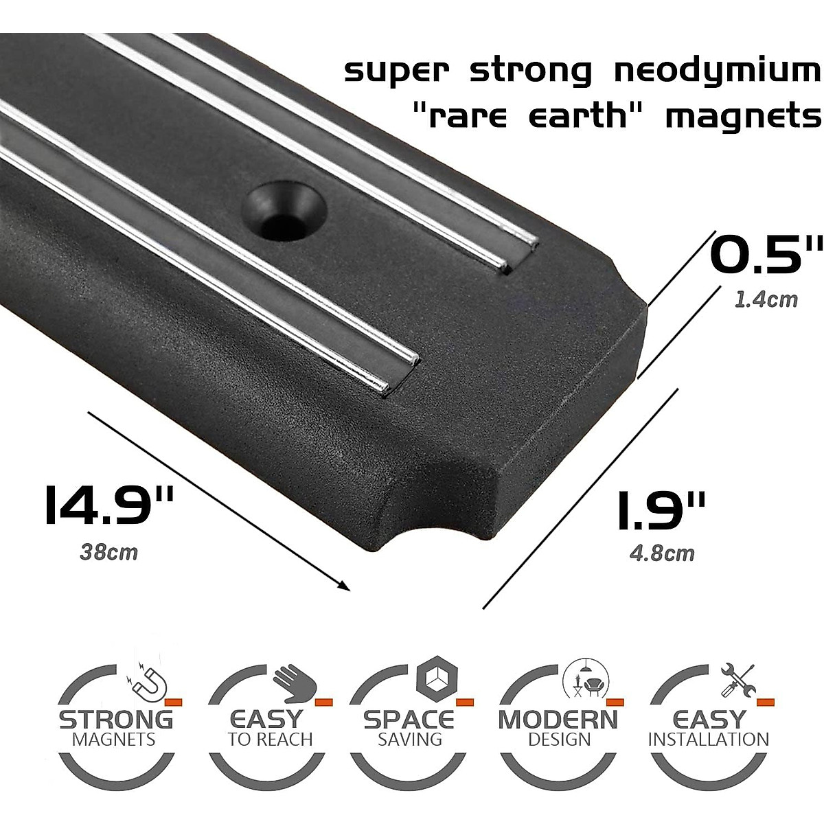 ﻿ Magnetic Knife Holder,15 Inch Magnetic Knife Storage Strip,Knife Bar Block Magnet,Kitchen Utensil Holder,Tool Holder,Multipurpose Magnetic Knife Rack