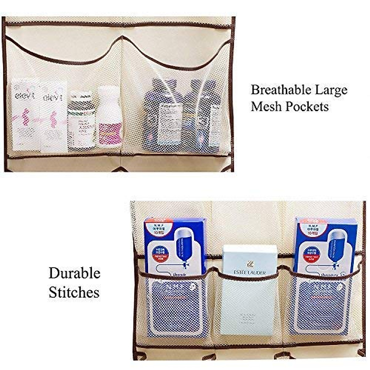Double Sided 30 Pockets Hanging Underwear Organizer for Underwear, Stocking, Toiletries Accessories, Bra, Sock, Mesh Pockets & Rotating Metal Hanger