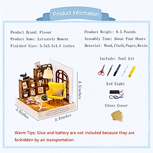 Flever Dollhouse Miniature DIY House Kit Creative Room with Furniture for Romantic Valentine's Gift (Leisurely Moment)