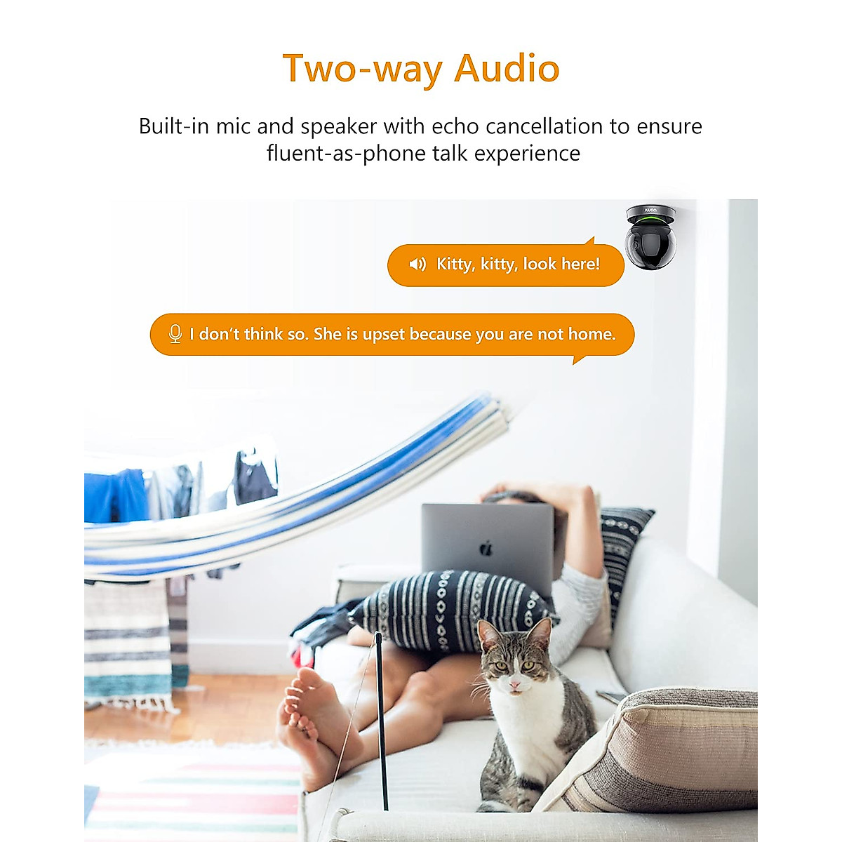 Home Security Camera 4MP Indoor Camera Pan/Tilt, Plug-in WiFi Camera (2.4G ONLY) Baby Monitor Dog Camera with Spotlight & Siren, Night Vision, 2-Way Audio, Human & Sound Detection, Motion Tracking