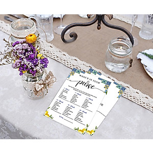 Blue Tiles and Lemons What's In Your Purse Game for 30 Guests with Game Cards, Lemons Bridal Shower Game, Modern Bridal Shower Decorations, Wedding Shower or Bachelorette Party Supplies - 02