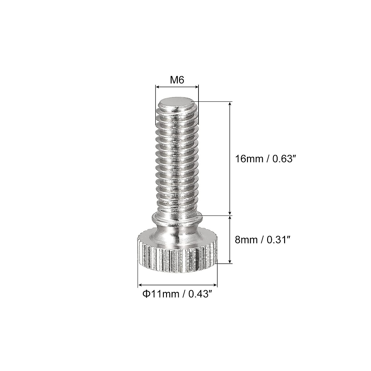 uxcell Knurled Thumb Screws, M6x16mm Brass Shoulder Bolts Grip Knobs Fasteners, Nickel Plated 4Pcs
