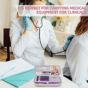 HESPLUS Stethoscope Case for MDF Acoustica/MD One, 3M Littmann Classic III/Lightweight II S.E/Cardiology IV Diagnostic/CORE Digital Stethoscopes, Includes Mesh Pocket for Nurse Accessories - Pink