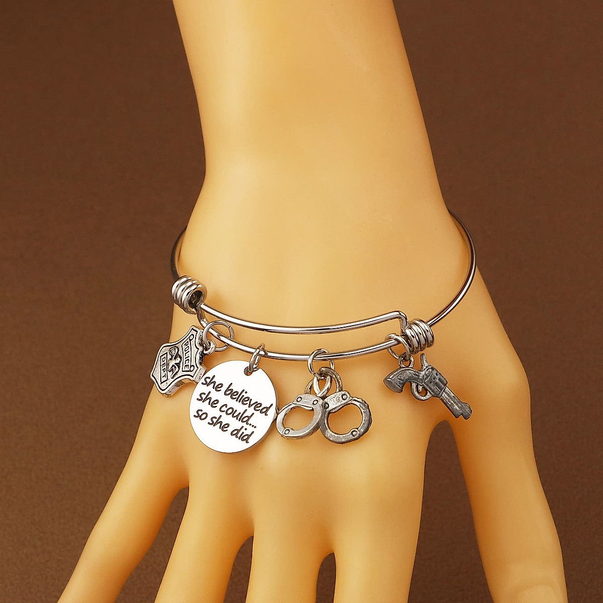 ARETIS Police To Be Gift She Believed She Could Police Woman Bracelet Police Officer Mom Gift Police Academy Graduation Gift Police Dept Bracelet (She believed JC-BR)