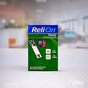 ReliOn Prime Blood Glucose Test Strips, 25 Ct (3 Pack) Bundle with Exclusive Look After Your Diabetes - Better Idea Guide (4 Items)