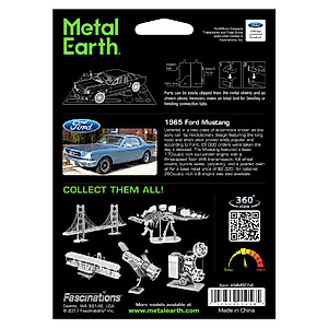 Fascinations Metal Earth 1965 Ford Mustang 3D Metal Model Kit Bundle with Tweezers