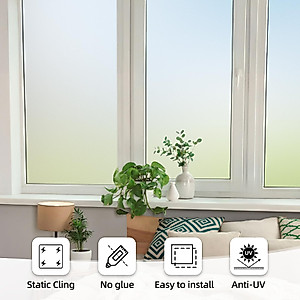 Qualsen Window Privacy Film Frosted Glass Window Film Static Cling Privacy Film for Glass Windows UV Bolocking Non Adhesive Window Film for Office Home Living Room Bedroom 17.4x78.7inch(44.3x200cm)